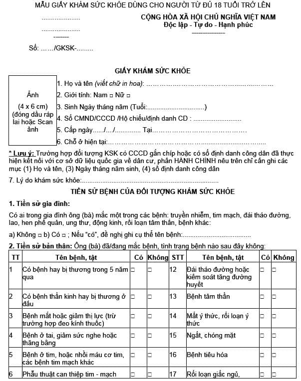 Vietnam: What is the newest health check-up application form for people ...