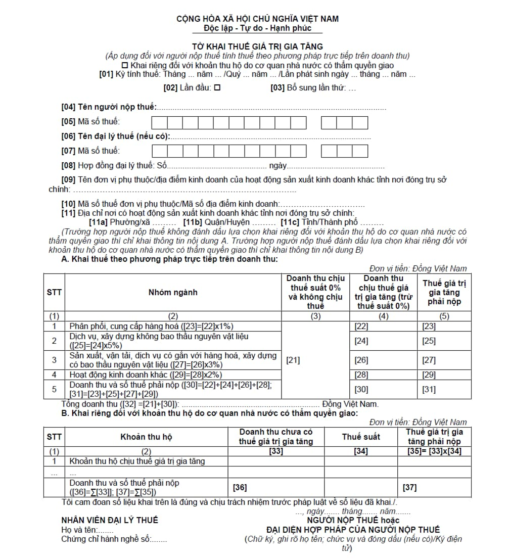 What are the instructions for preparing VAT declaration by direct ...