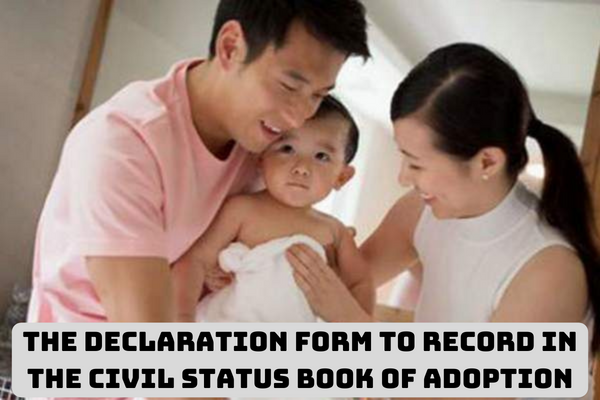 Vietnam: The declaration form to record in the civil status book of ...